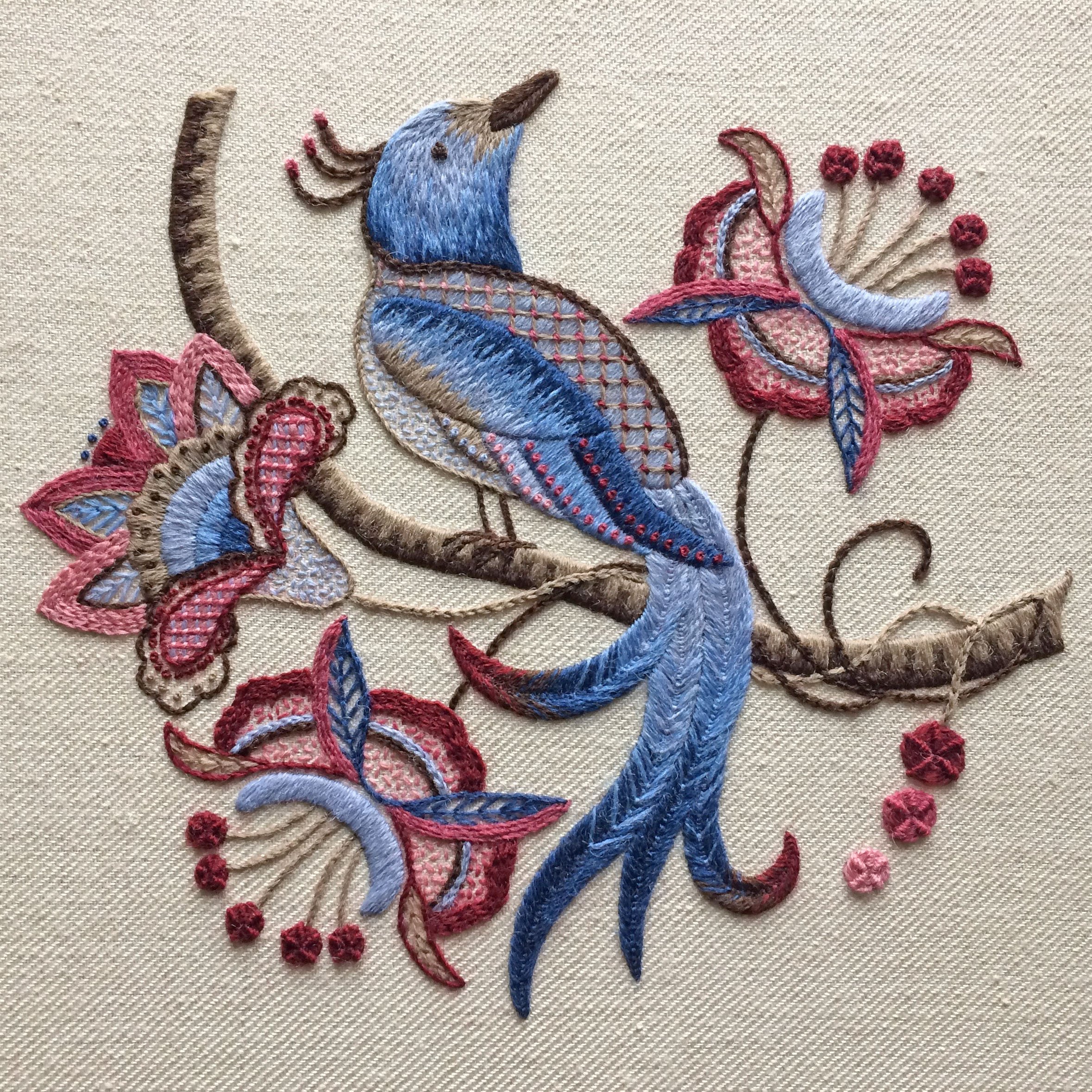 The Bluebird Embroidery Company Crewel Work Bird of Paradise