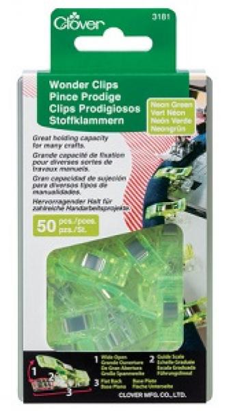Clover Wonder Clips Medium (50 pack) - Neon Green